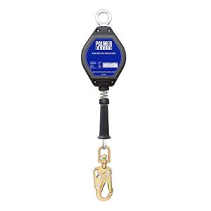 palmer safety srd 20 ft. self retracting lifeline i ansi z359.14-2021 class 1 i srl device swivel top galvanized cable w/small steel snap hook i fall arrest safety yoyo