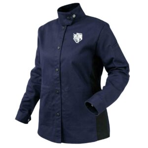 black stallion jf1015-nb angelfire women's fr cotton welding jacket, navy & black, large