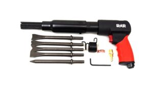 2 in 1 pistol air pneumatic needle scaler hammer chisel 5000bpm 19 needles 5 chisels remove paint rust welding xx588