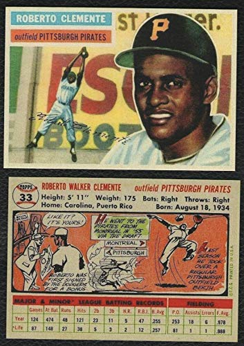 ROBERTO CLEMENTE HOF 1956 Topps 2nd Year #33 Pittsburgh Pirates REPRINT - Baseball Card