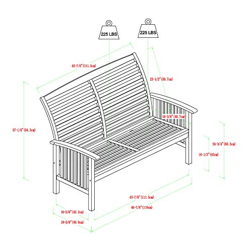 Walker Edison Maui Modern 3 Piece Solid Acacia Wood Slatted Patio Chat Set, Set of 3, Grey Wash