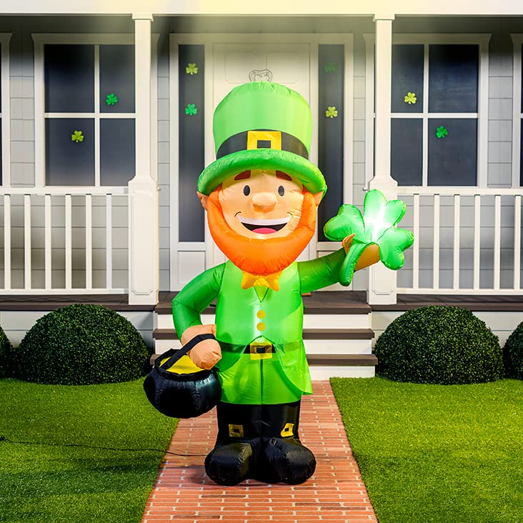 Joiedomi 6FT St Patrick Standing Leprechaun Inflatable for Yard Garden Decorations, Indoor and Outdoor Theme Party Decoration, Yard, Garden, Lawn Ornaments with LED Light Build-in