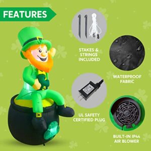 Joiedomi 6FT St Patrick Standing Leprechaun Inflatable for Yard Garden Decorations, Indoor and Outdoor Theme Party Decoration, Yard, Garden, Lawn Ornaments with LED Light Build-in