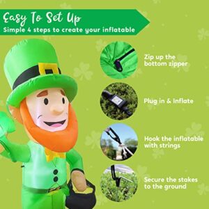 Joiedomi 6FT St Patrick Standing Leprechaun Inflatable for Yard Garden Decorations, Indoor and Outdoor Theme Party Decoration, Yard, Garden, Lawn Ornaments with LED Light Build-in