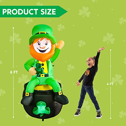 Joiedomi 6FT St Patrick Standing Leprechaun Inflatable for Yard Garden Decorations, Indoor and Outdoor Theme Party Decoration, Yard, Garden, Lawn Ornaments with LED Light Build-in