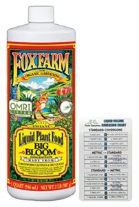 fox farm fertilizer soil liquid nutrient: big bloom + twin canaries chart (32 oz bottle)