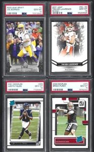 psa 10 joe burrow trevor lawrence justin fields brock purdy 4 card rookie lot leaf & donruss graded psa gem mint 10. nfl young star quarterbacks