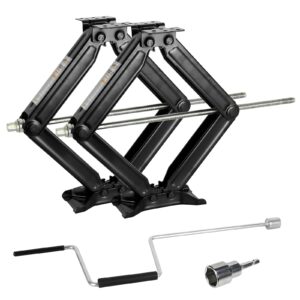 weize camper rv trailer stabilizer leveling scissor jacks with handle -24"- 5000lbs - set of 2