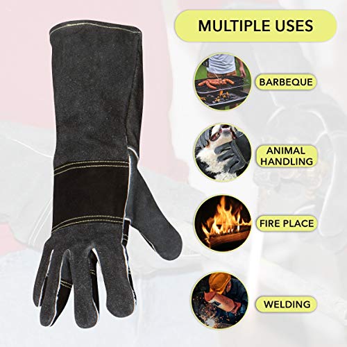 Suse's Kinder Welding Gloves Large- Fireplace Protective Leather Gear for Men and Women Welders - Heat Resistant for Blacksmith and Firepit Work (Large)