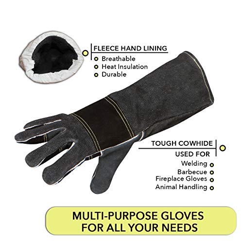 Suse's Kinder Welding Gloves Large- Fireplace Protective Leather Gear for Men and Women Welders - Heat Resistant for Blacksmith and Firepit Work (Large)