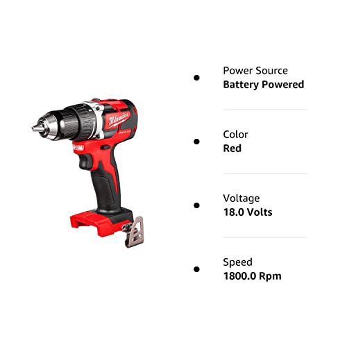 Milwaukee M18 18-Volt Lithium-Ion Brushless Cordless 1/2 Inch Compact Drill/Driver (Tool-Only) 2801-20 (Renewed)