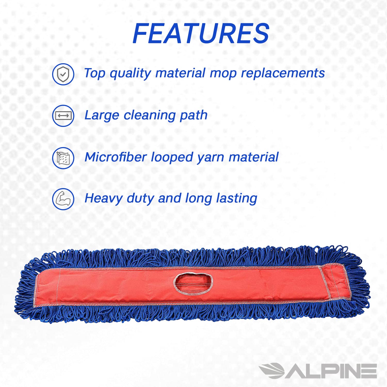 Alpine Industries Heavy Duty Microfiber Mop Head - Cleans Wide Areas - Commercial Super Absorbent Mop Head (36 in, Single Pack)