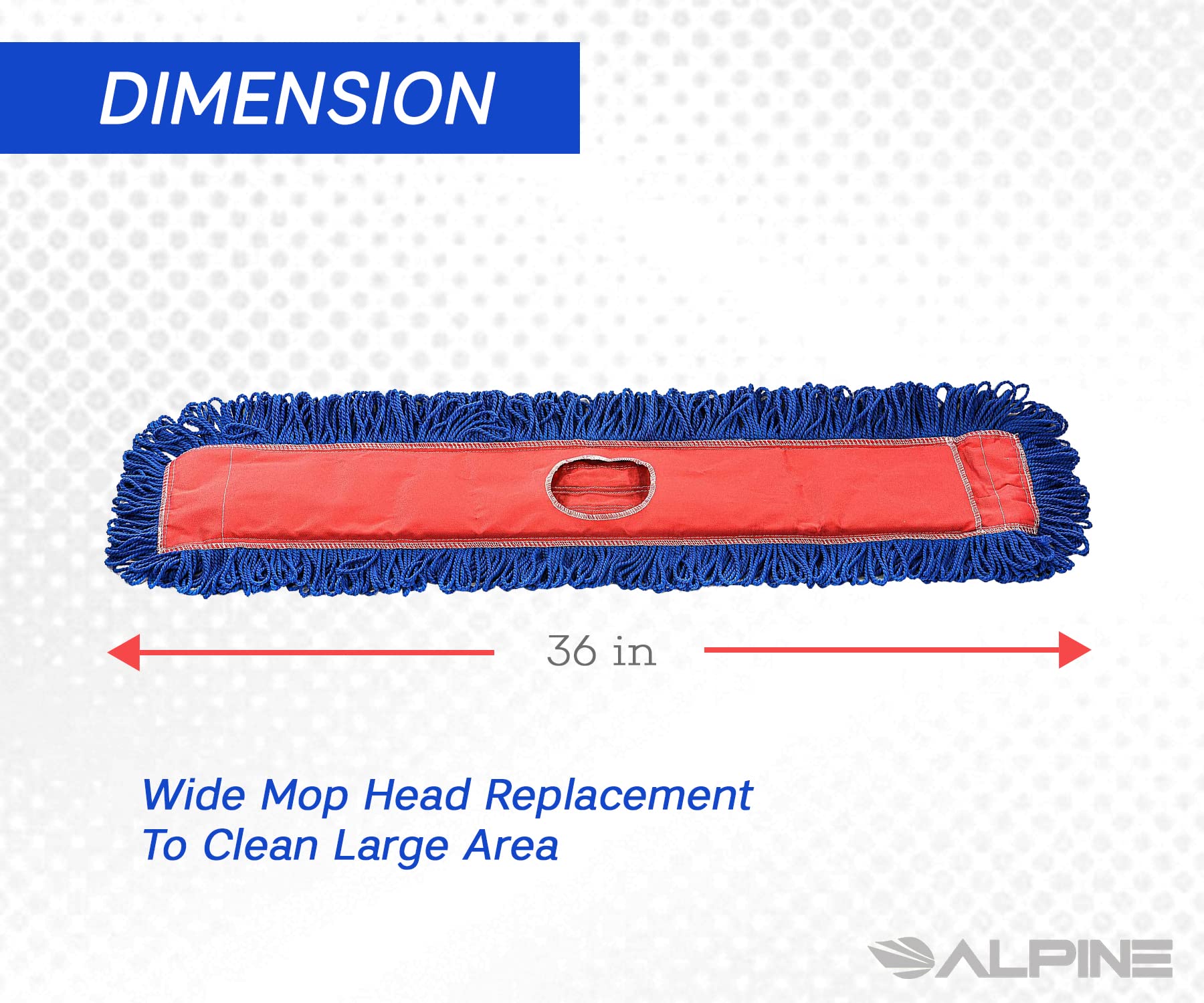 Alpine Industries Heavy Duty Microfiber Mop Head - Cleans Wide Areas - Commercial Super Absorbent Mop Head (36 in, Single Pack)