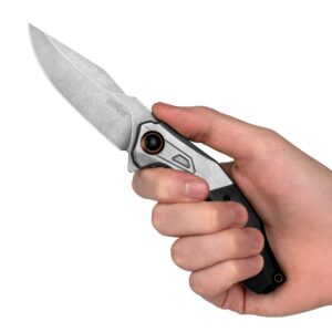 Kershaw Payout Pocketknife, 3.5" D2 High Carbon Too Steel Drop Point Blade, One-Handed Assisted Flipper Opening, Frame Lock System