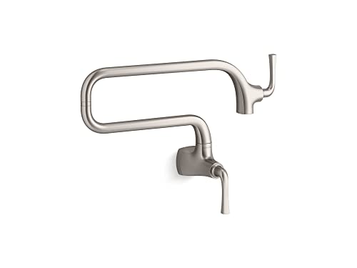 KOHLER 22066-VS Graze Wall-Mount Pot Filler, Pot Filler Faucet, Kitchen Sink Pot Filler Faucets, Vibrant Stainless