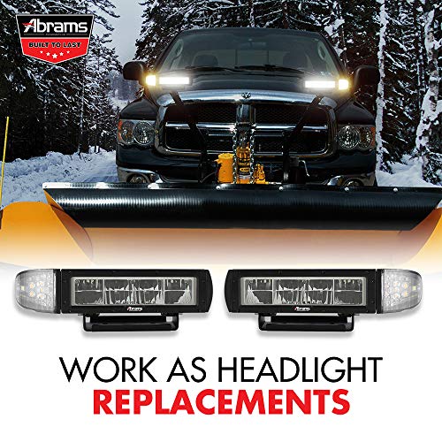 Abrams Snow Plow Lights [Heated Lens] Anti Freeze/Anti Icing Function LED Combination Head Light Kit for Heavy-Duty ATV Snow Plow, Truck Snowplow Road Side Safety Universal Snow Thrower Accessories