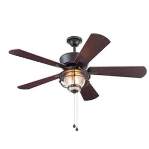 harbor breeze merrimack ii 52-in matte bronze led indoor/outdoor ceiling fan with light kit (5-blade)