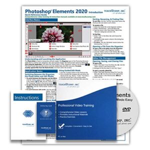 teachucomp deluxe video training tutorial course for photoshop elements 2020- video lessons, pdf instruction manual, quick reference guide, testing, certificate of completion