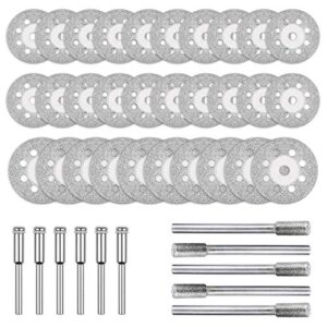 diamond cutting wheels + burs for dremel rotary tool glass stone tile cutter 545 cut off disc masonry ceramic concrete notching die grinder bits 35pc + 6 mandrels