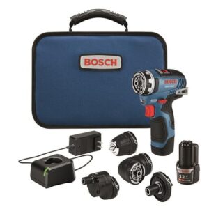 bosch gsr12v-300fcb22 12v max ec brushless flexiclick 5-in-1 drill/driver system with (2) 2.0 ah batteries