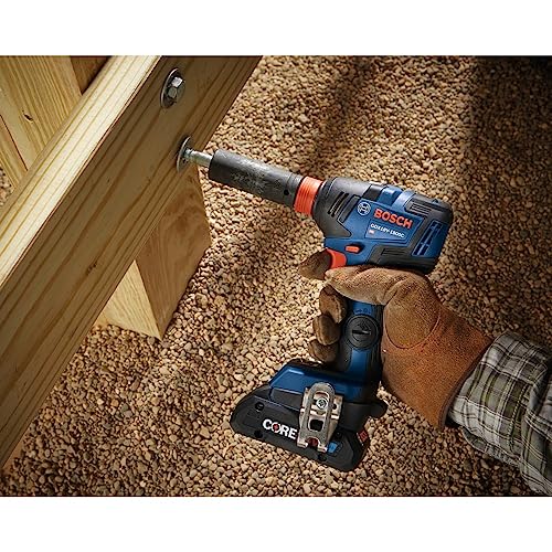 BOSCH GXL18V-233B25 18V 2-Tool Combo Kit with 1/2 In. Hammer Drill/Driver, Two-In-One 1/4 In. and 1/2 In. Bit/Socket Impact Driver/Wrench and (2) CORE18V® 4 Ah Advanced Power Batteries