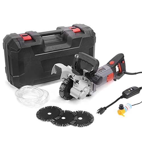 XtremepowerUS 3000W Wall Chaser Cutting Machine Wall Brick Granite Marble Concrete Water Line w/Infrared Sighting (Slotting Machine) w/Case