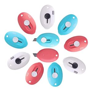 mini retractable utility knife box cutter letter opener, alloy steel splicing knife with key chain hole-9pcs