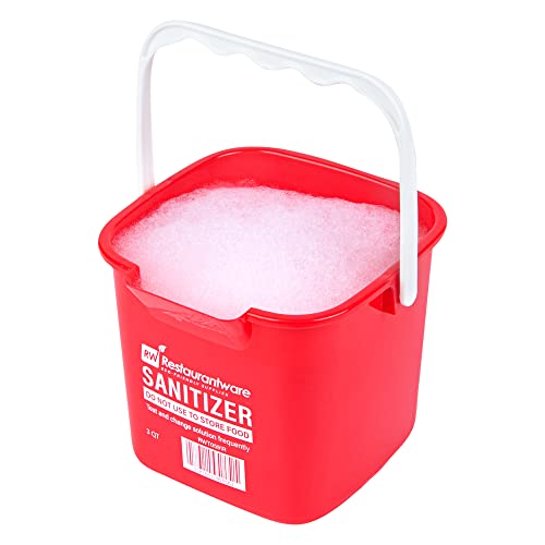 Restaurantware Clean 3 Quart Cleaning Bucket, 1 Detergent Square Bucket - With Measurements, Built-In Spout & Handle, Red Plastic Utility Bucket, For Home Or Commercial Use