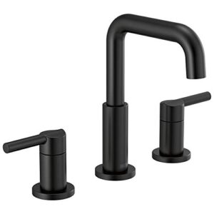 delta faucet nicoli widespread bathroom faucet 3 hole, matte black bathroom faucet, 2 handle bathroom faucet, bathroom sink faucet, drain assembly, matte black 35849lf-bl