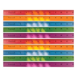 12” color changing wood ruler changes color with the heat of your hand (packed color:green to yellow, orange to yellow, blue to lt blue, violet to pink, tropical red to orange)-set of 10-made in usa