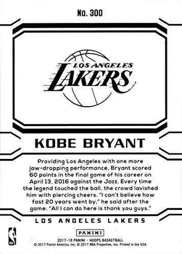 2017-18 Panini NBA Hoops #300 Kobe Bryant Lakers Basketball Card - Scores 60 Points in His Final NBA Game