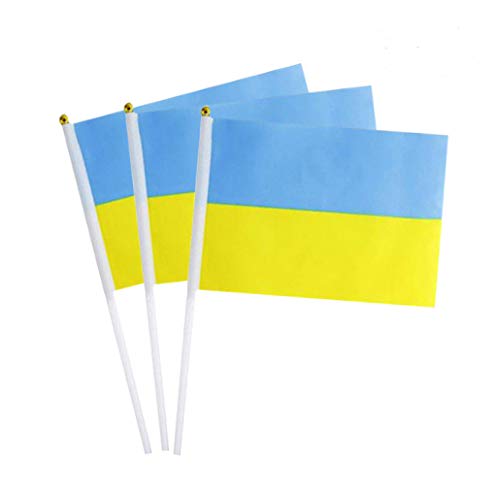 Ukraine Flag Ukrainian Small Stick Mini Hand Held Flags Decorations 1 Dozen (12 pack)