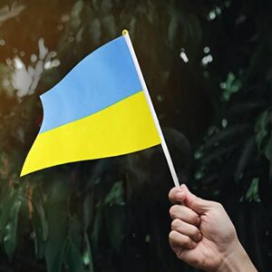 Ukraine Flag Ukrainian Small Stick Mini Hand Held Flags Decorations 1 Dozen (12 pack)