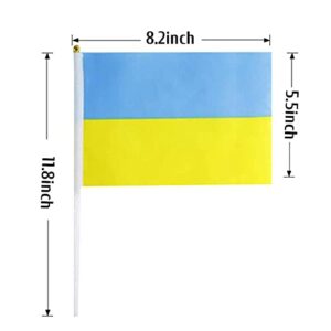 Ukraine Flag Ukrainian Small Stick Mini Hand Held Flags Decorations 1 Dozen (12 pack)