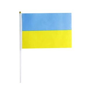 Ukraine Flag Ukrainian Small Stick Mini Hand Held Flags Decorations 1 Dozen (12 pack)