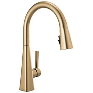 delta faucet lenta gold kitchen faucets with pull down sprayer, kitchen sink faucet with magnetic docking spray head, faucet for kitchen sink, champagne bronze 19802z-cz-dst