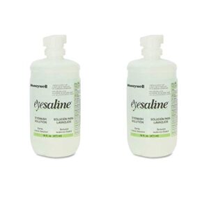 honeywell personal 16 oz. (473 ml) trilingual sterile saline eye wash bottle with extended flow nozzle - 32-000454-0000-h5 (2 bottles)