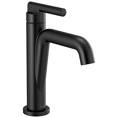 Delta Faucet Nicoli Matte Black Bathroom Faucet, Single Hole Bathroom Sink Faucet, Single Handle Bathroom Faucet, Pop-Up Drain Assembly, Matte Black 15849LF-BL