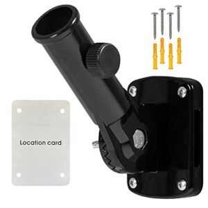 nq flag pole holder adjustable, flag pole bracket for outside house heavy duty aluminum, multi-position flag pole mounting bracket rust free with hardwares, 1" inner diameter (black- 1 pack)