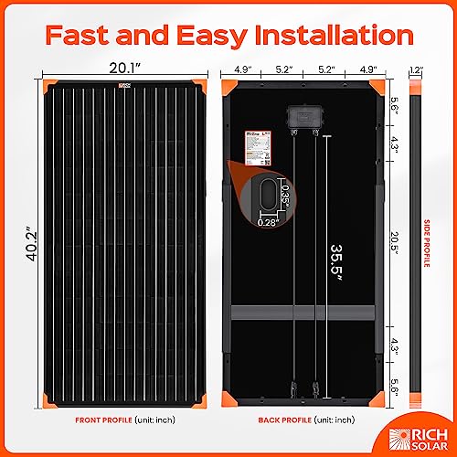 RICH SOLAR 100 Watt 12 Volt Portable Solar Panel All Black (100W Black Premium)