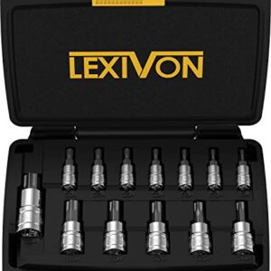 LEXIVON Tamper Proof Torx Bit Socket Set, Premium S2 Alloy Steel | 13-Piece Security Star T8 - T60 Set | Enhanced Storage Case (LX-146)