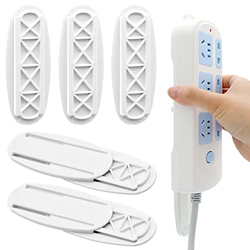 FENGWANGLI Power Strip Holder, 5 Pack Self Adhesive Surge Protector Mount Punch Free Cable Management System