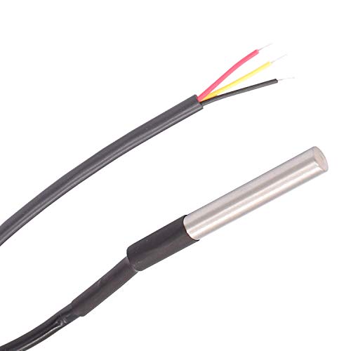 TWTADE 3Pcs DS18B20 3M Temperature Sensor Waterproof Stainless Steel Temperature Range (-55℃~ +125℃) 6mm Temperature Probe Sensor for Arduino Measuring Air Temperature/Liquids DS18B20-3M-3