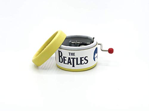 Esdemusica by Rocio hand made yellow music box, Beatles design and song: Yellow submarine. 1,9 inch x 1,5 inch high