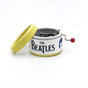 Esdemusica by Rocio hand made yellow music box, Beatles design and song: Yellow submarine. 1,9 inch x 1,5 inch high