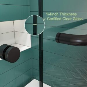 ELEGANT Bypass Sliding Shower Door, Semi-Frameless Sliding Shower Door with 1/4 in. Clear Glass, 58 1/2 in. - 60 in. W x 72 in. H Sliding Shower Enclosure, Black Hardware