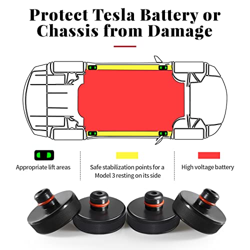 Chirano Lifting Jack Pad for Tesla Model 3/S/X/Y, 4 Pucks with Storage Case, Accessories for Tesla Vehicles 2013 to 2024