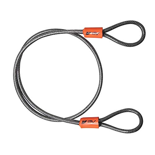 BV 2.5FT Security Steel Cable with Loops, Braided Steel Flex Cable, Bike Lock Cable 3/16 Inch, for U-Lock and Padlock (2.5FT)