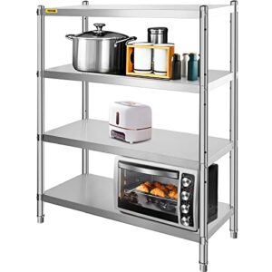 vbenlem stainless steel shelving 46.8x18.5 inch 4 tier adjustable shelf storage unit stainless steel heavy duty shelving for kitchen commercial office garage storage 330lb per shelf