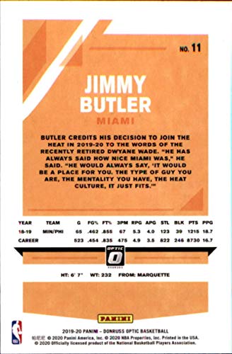 2019-20 Donruss Optic #11 Jimmy Butler Miami Heat Basketball Card